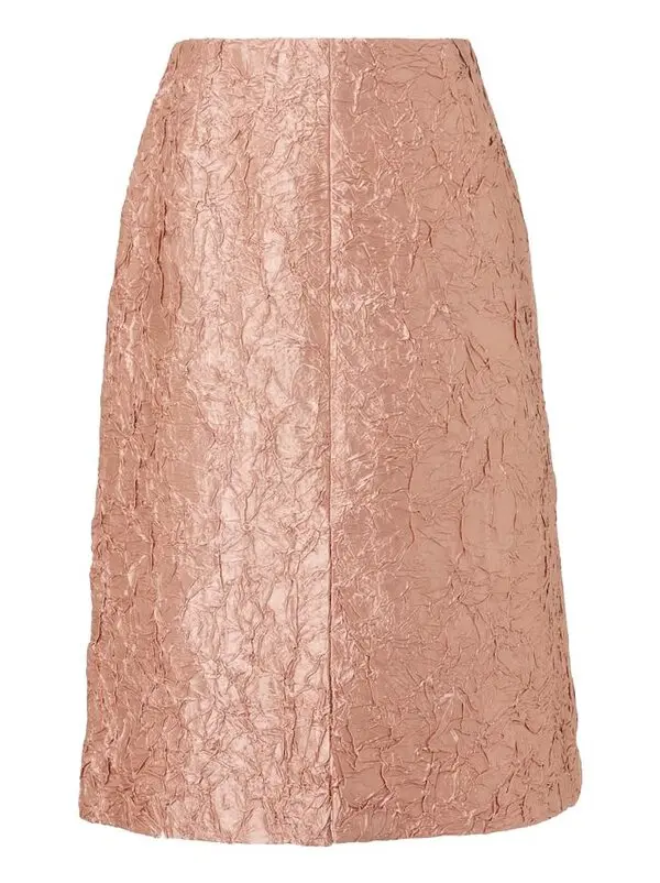 Dries Van Noten Lamé Midi Skirt - Pink