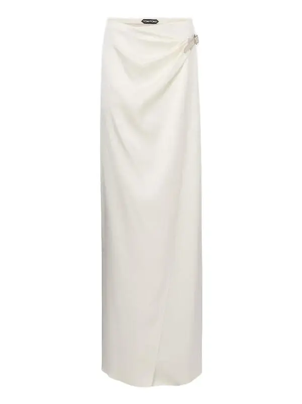 TOM FORD Silk Satin Wrap Skirt - White