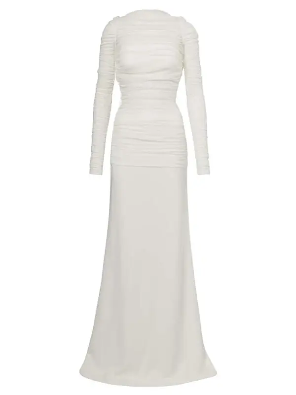 Christopher Esber Bridal Veiled Silk Tulle Gown - White