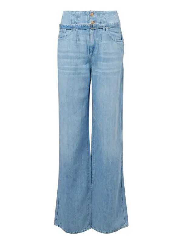 7 For All Mankind Phoenix Belted High-rise Wide-leg Jeans - Blue