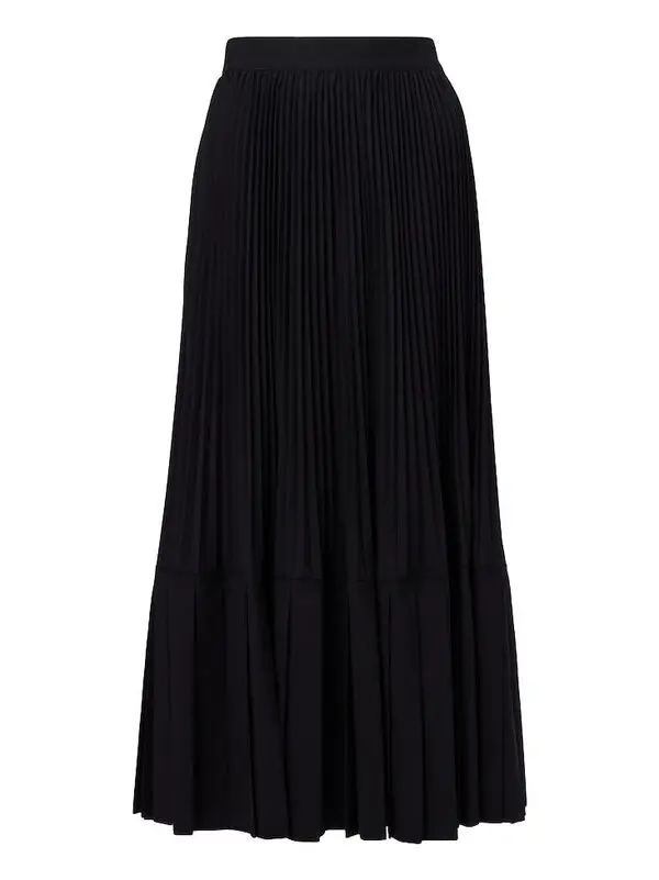 Junya Watanabe Plissé Wool-blend Maxi Skirt - Black