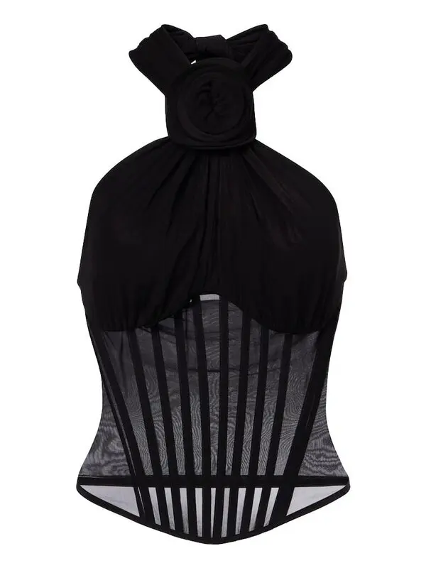 Magda Butrym Floral-appliqué Corset - Black