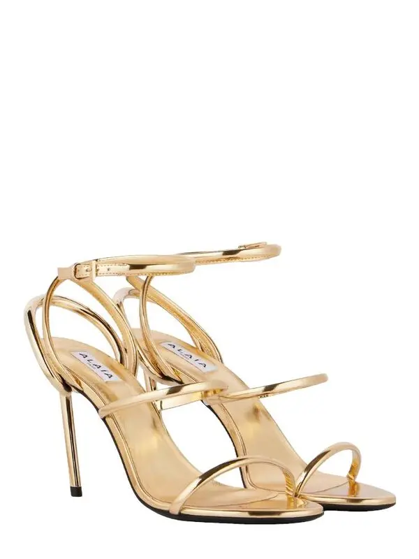 Alaïa Strappy Metallic Leather Sandals - Gold