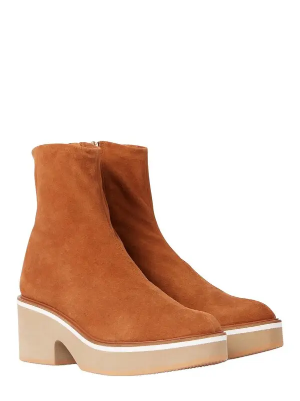 Clergerie Albane Suede Platform Ankle Boots - Brown