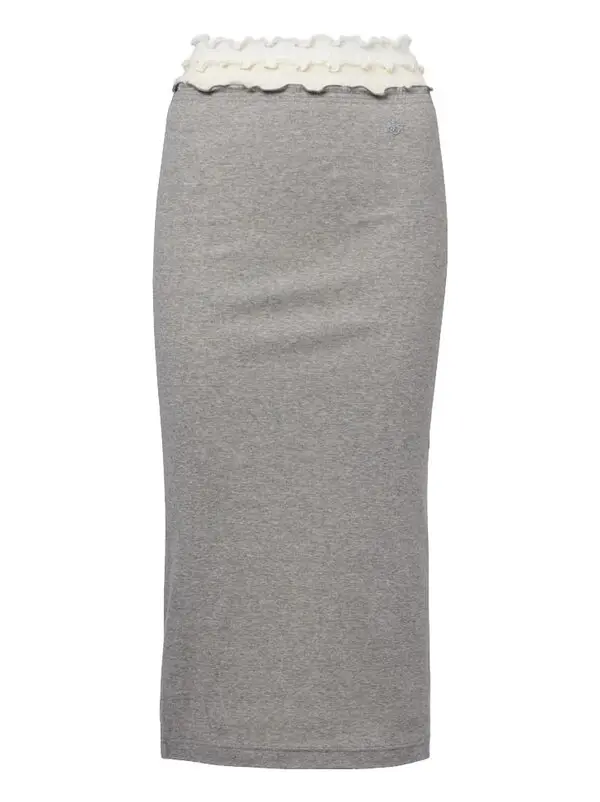 JIL SANDER Layered Jersey Midi Skirt - Grey