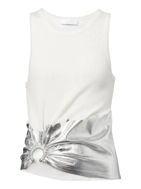 Rabanne Gathered Cotton-blend Tank Top - White