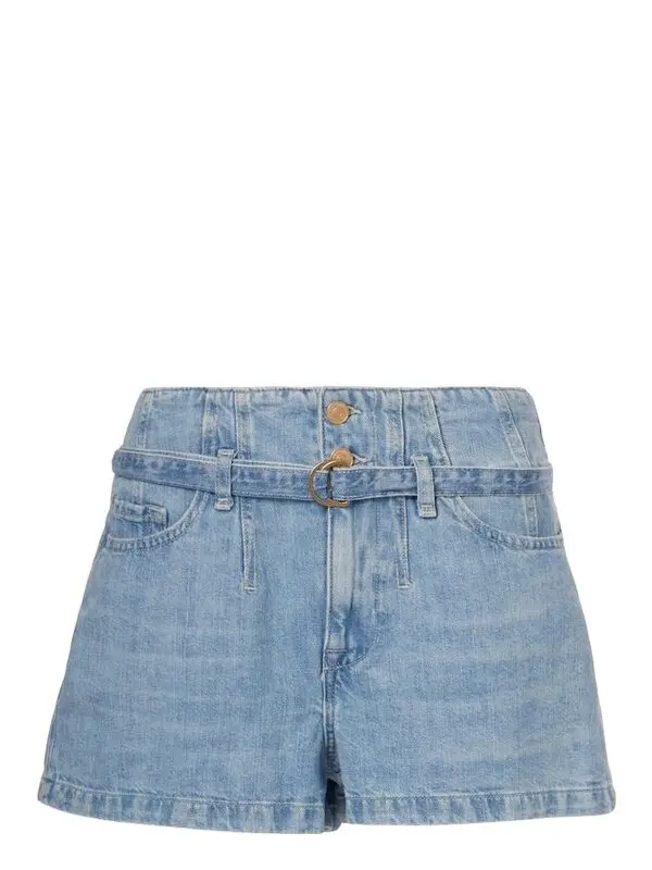 7 For All Mankind Kansas Belted Denim Shorts - Blue