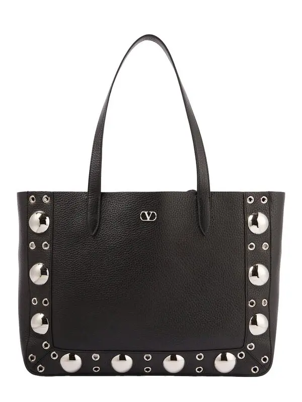 Valentino Garavani Nellcôte Medium Studded Leather Shopper - Black