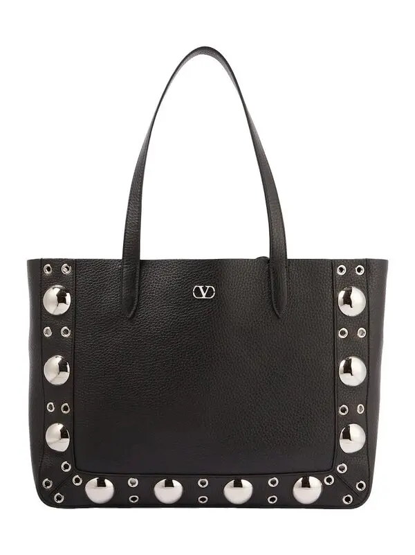 Valentino Garavani Nellcôte Medium Studded Leather Shopper - Black
