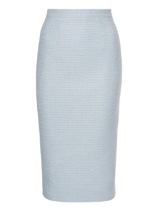 Roland Mouret Bouclé Midi Skirt - Blue