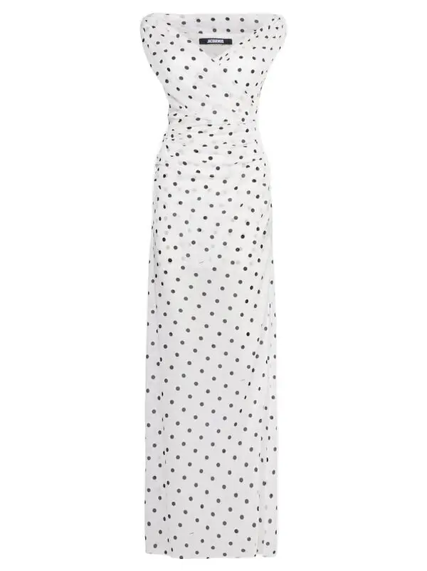 Jacquemus Rita Polka-dot Maxi Dress - White