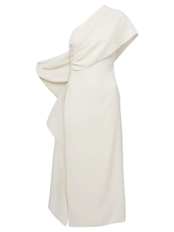 MARMAR HALIM Caped One-shoulder Silk Crêpe Cocktail Dress - White