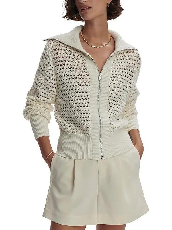 Varley Eloise Full Zip Knit Cardigan - Egret