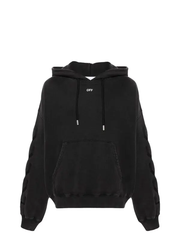 Off-White Logo Cotton Hoodie - Black