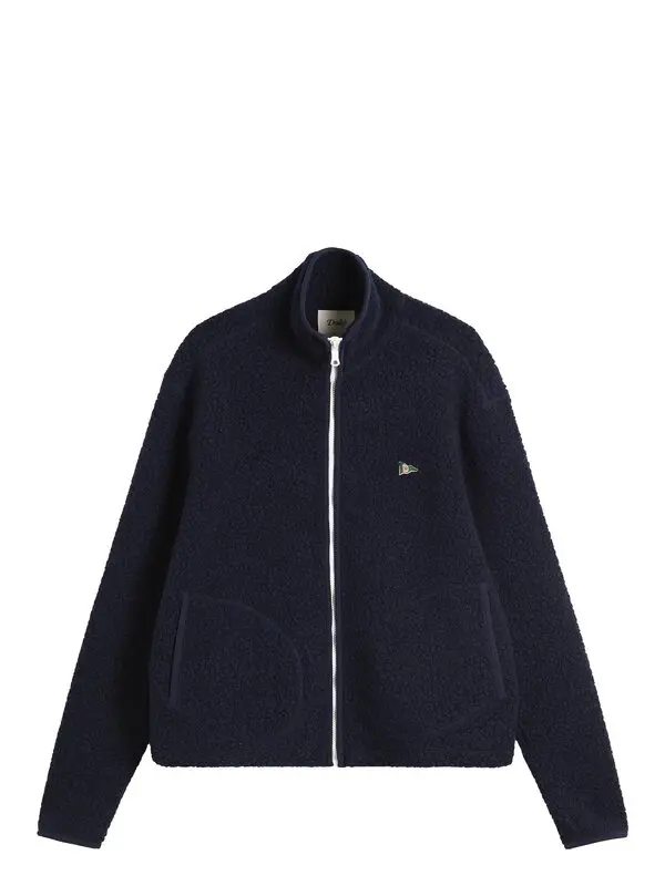 DRAKE'S Boucle Wool Fleece Jacket - Navy