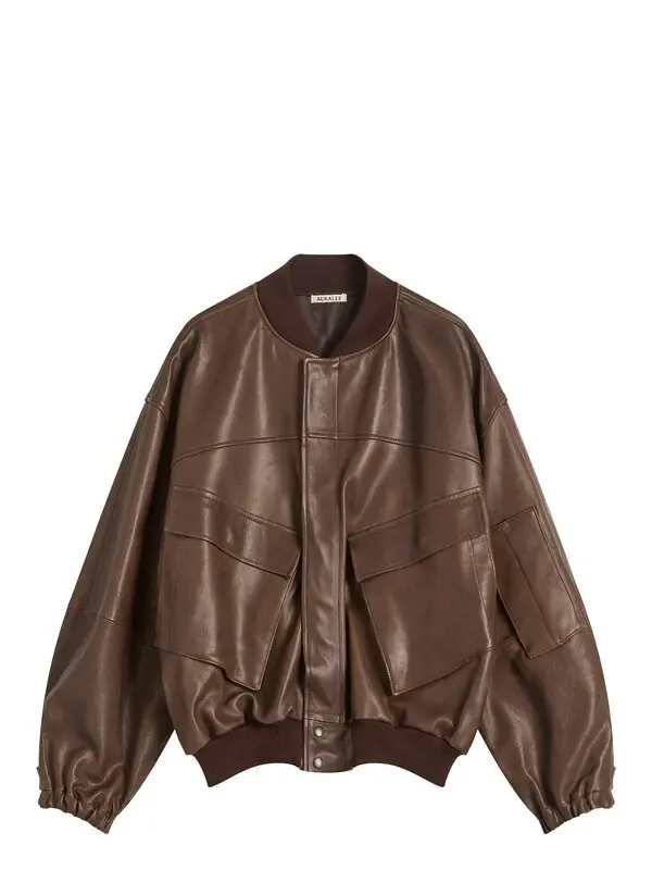 Auralee Lamb Leather Flight Blouson - Brown