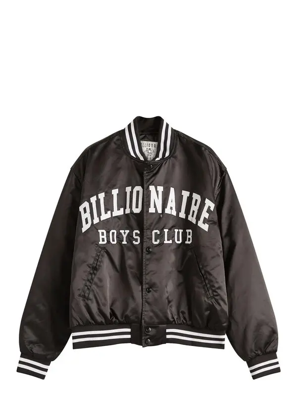 BILLIONAIRE BOYS CLUB College Satin Bomber Jacket - Black