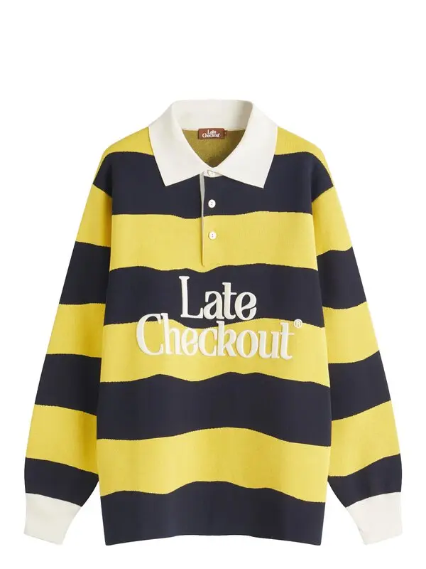 LATE CHECKOUT Striped Rugby Polo - Yellow/navy