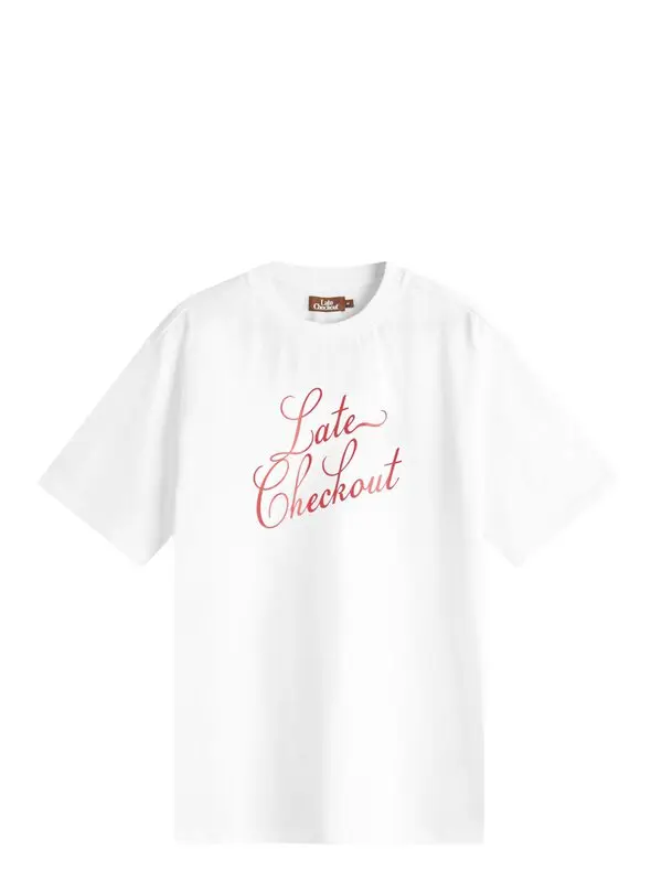 LATE CHECKOUT Script T-shirt - White