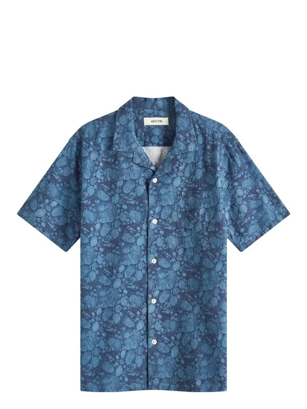 KESTIN Crammond Marble Print Shirt - Blue Marble