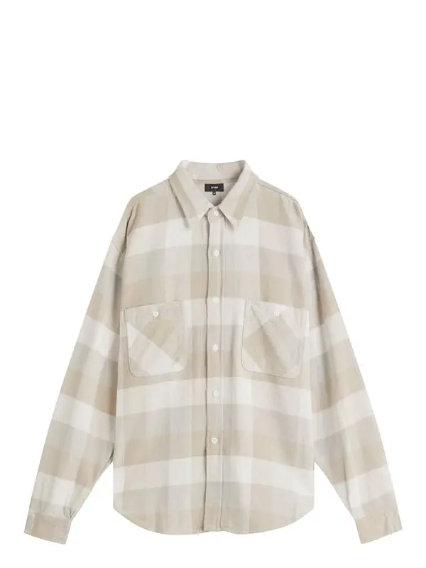 BEAMS Flannel Plaid Shirt - Beige