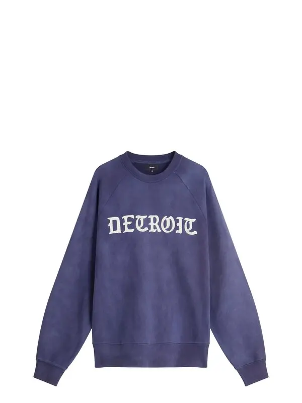BEAMS Faded Print Raglan Sweat - Navy