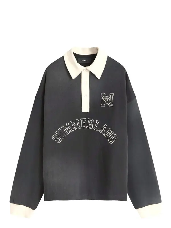 NAHMIAS N Long Sleeve Polo - Black Terry