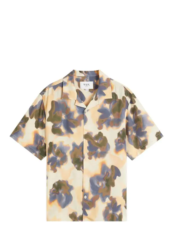 WAX LONDON Didcot Blue Floral Vacation Shirt - Peach/blue