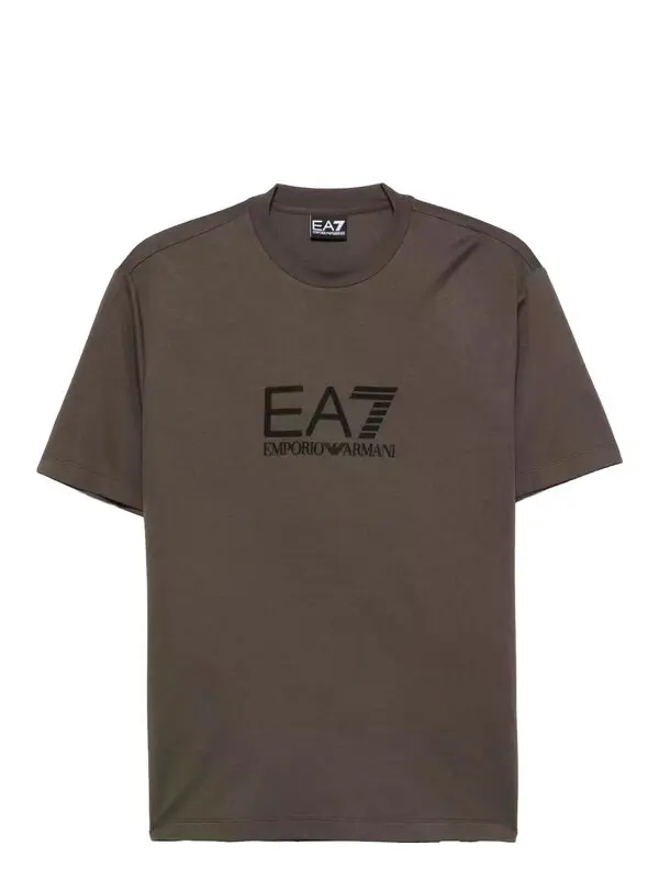 Emporio Armani Flocked-logo T-shirt - Brown