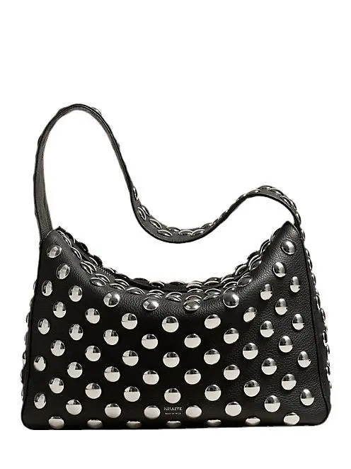 Khaite Elena Stud-embellished Pebbled-leather Shoulder Bag - Black