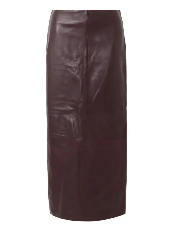 ST. AGNI Paneled Leather Maxi Skirt - Burgundy