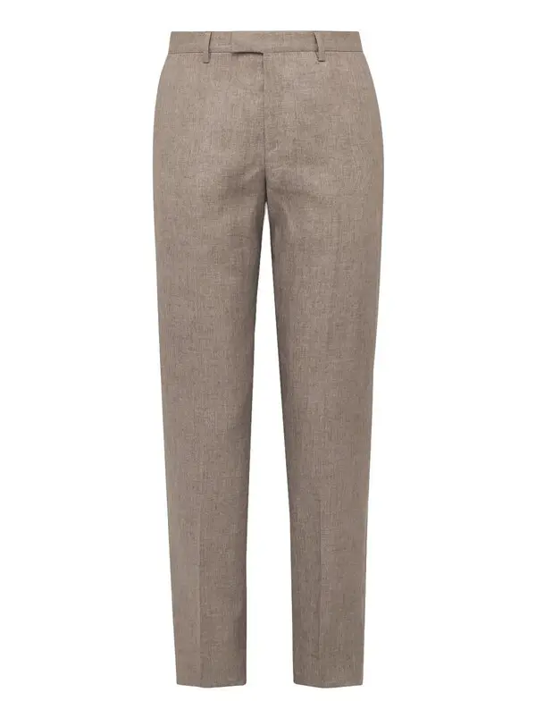 Paul Smith Slim-fit Tapered Linen Trousers - Brown