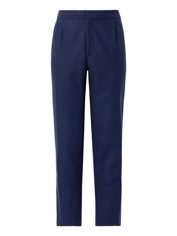 Incotex Zanone Slim-fit Straight-leg Pleated Trousers - Blue
