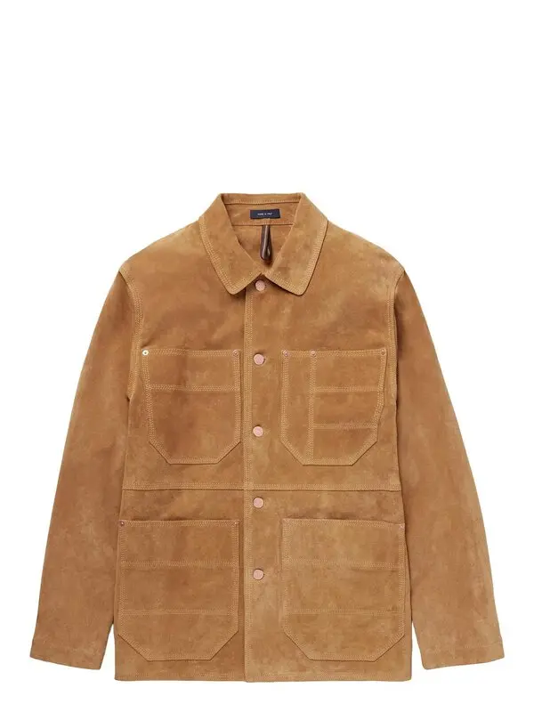 DRAKE'S Welder Suede Chore Jacket - Brown