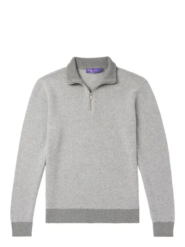 Ralph Lauren Purple Label Slim-fit Cashmere Half-zip Sweater - Gray