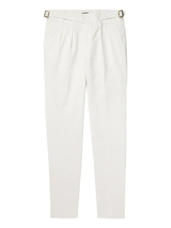 Rubinacci Manny Straight-leg Pleated Cotton-twill Trousers - White
