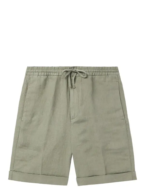 Canali Straight-leg Linen Drawstring Shorts - Green