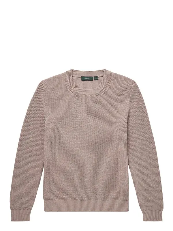 SLOWEAR Zanone Ribbed Cotton Crêpe Sweater - Neutrals