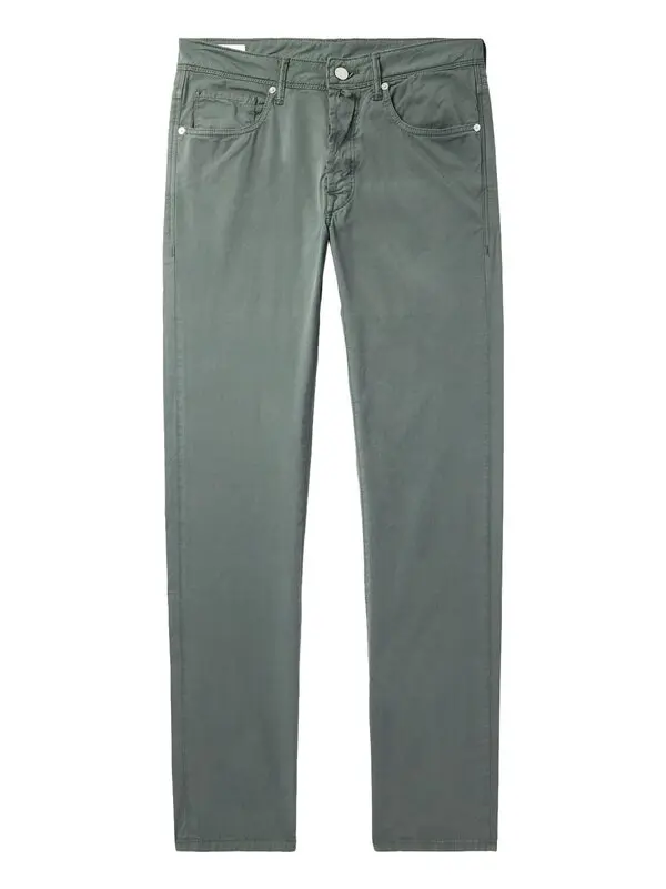 Incotex Blue Division Slim-fit Stretch-cotton Twill Trousers - Green