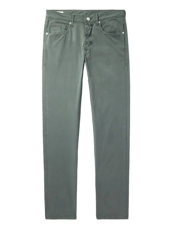 SLOWEAR Incotex Blue Division Slim-fit Stretch-cotton Twill Trousers - Green