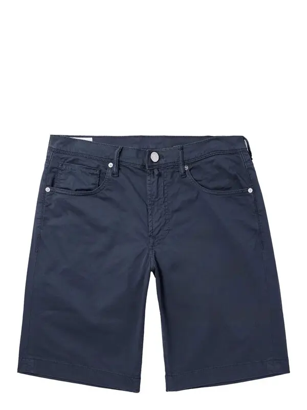 Incotex Straight-leg Cotton-blend Shorts - Blue