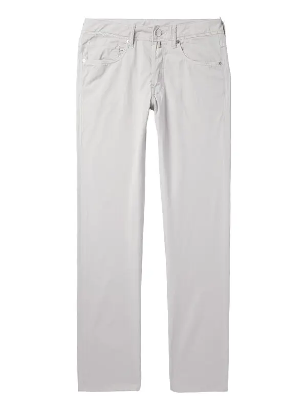 Incotex Slim-fit Stretch-cotton Twill Trousers - Gray