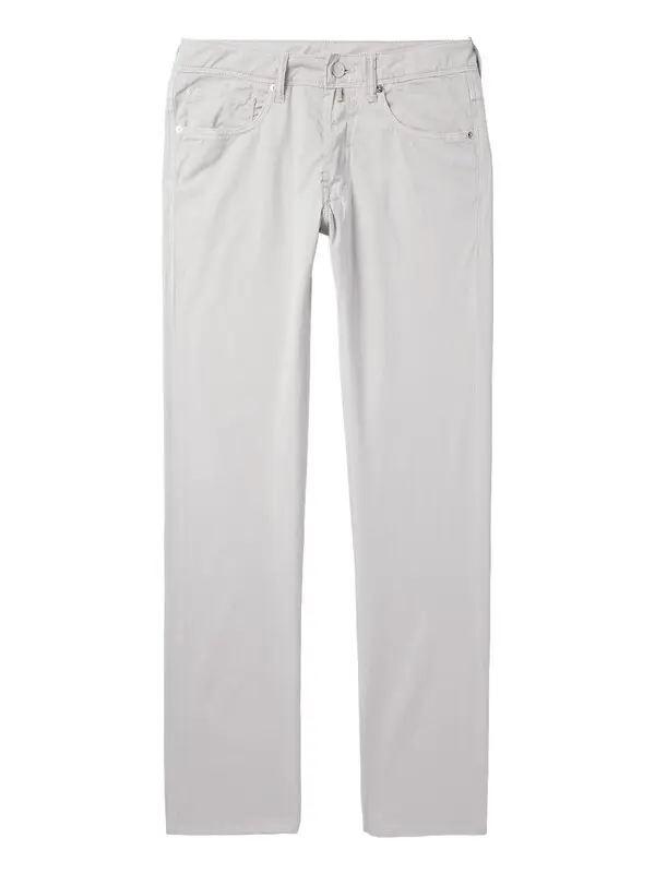 SLOWEAR Slim-fit Stretch-cotton Twill Trousers - Gray