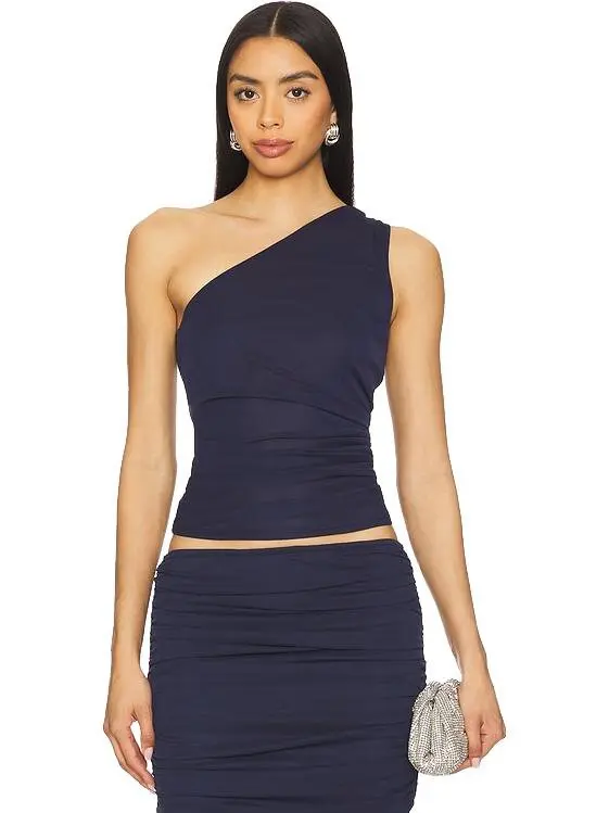 AUTEUR Nora One Shoulder Top - Navy