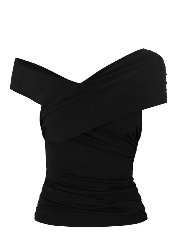 Rick Owens Sahara Asymmetric Gathered Top - Black