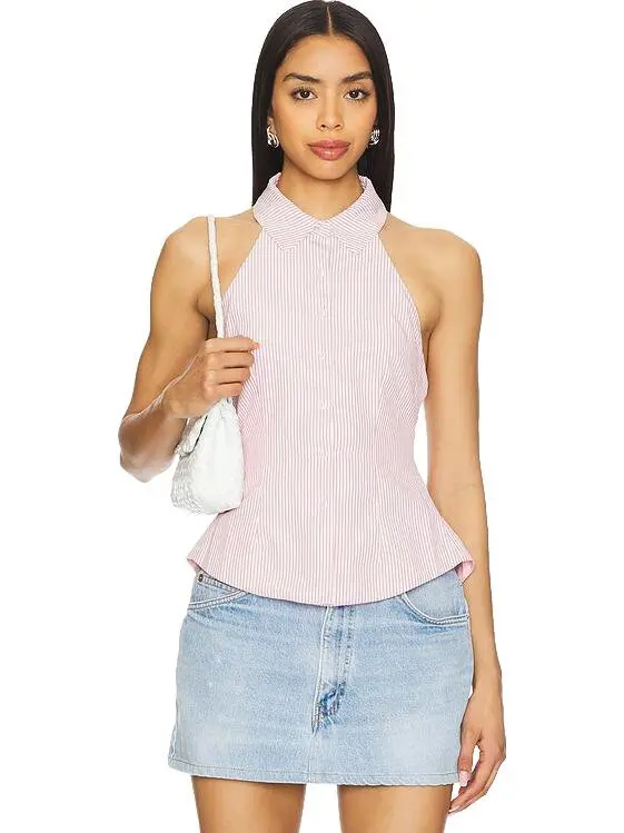 MORE TO COME Open Back Halterneck Top - Rose