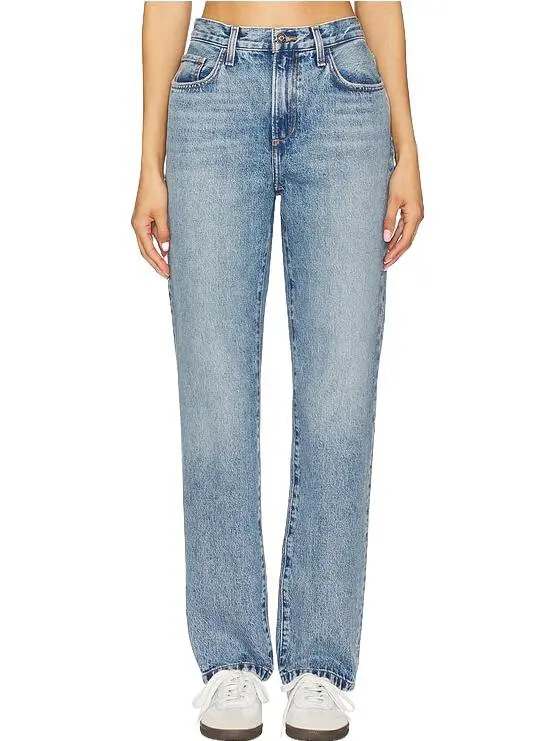 FAVORITE DAUGHTER The Mikaela Low Slung Long Slim Straight Jeans - Blue