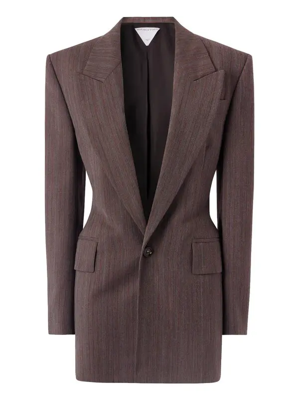 Bottega Veneta Striped Wool-blend Twill Blazer - Brown