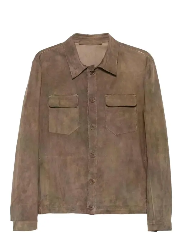 SALVATORE SANTORO Suede Shirt Jacket - Brown