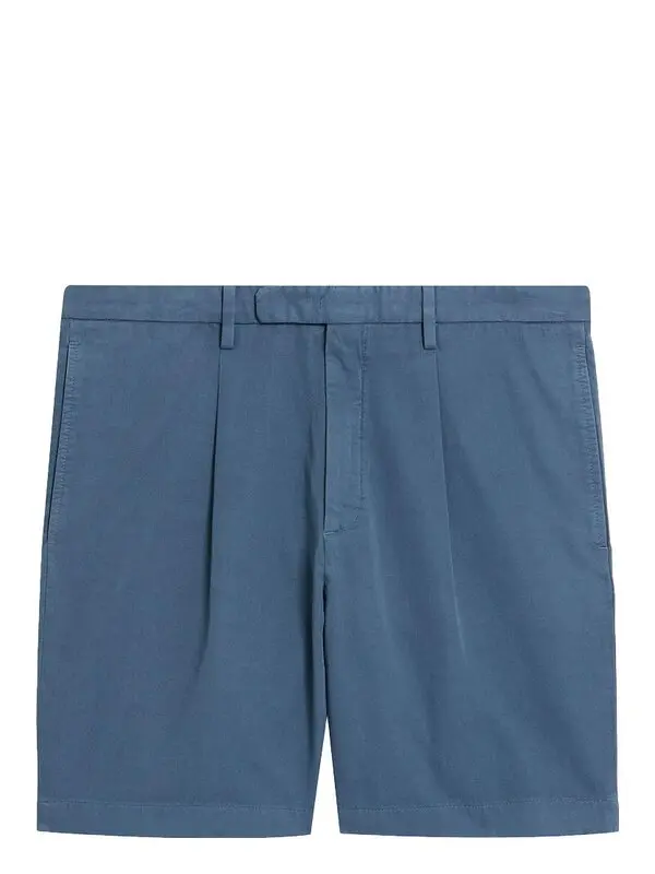 Boglioli Cotton And Linen-blend Twill Shorts - Slate Blue